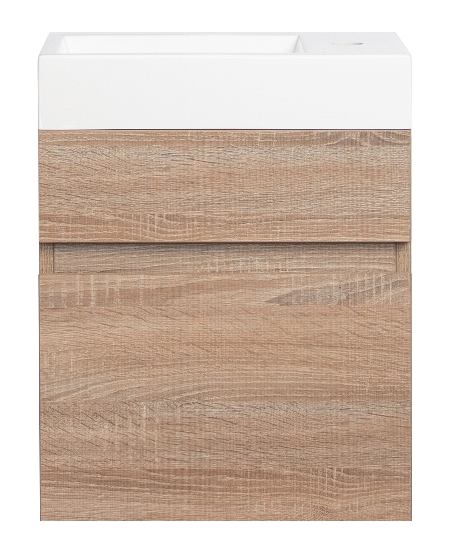 Prime Oak Micro Wall Hung 450mm With Polymarble Top | Pacific Bathroom